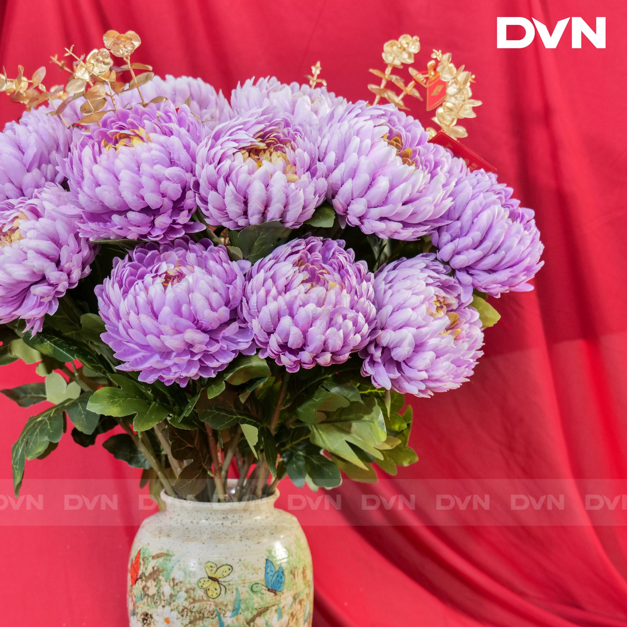 Hoa cúc mẫu đơn giả trang trí - DVn tổng kho trang trí